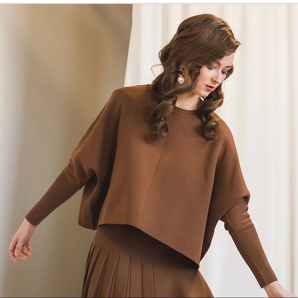 Tops | Dollman Sleeve Crop Top Size L Browncaramel | Poshmark